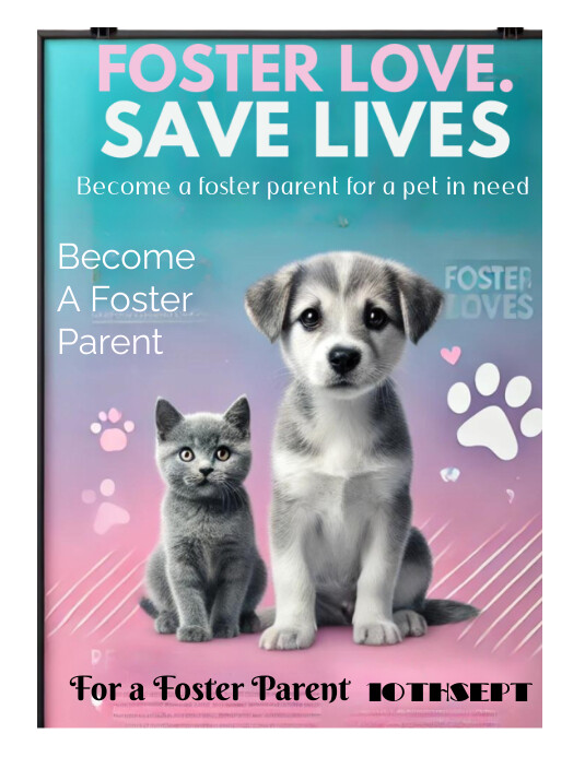 Copy of Red Maximalist "paws Of Hope: Gradient Pet Fo | PosterMyWall